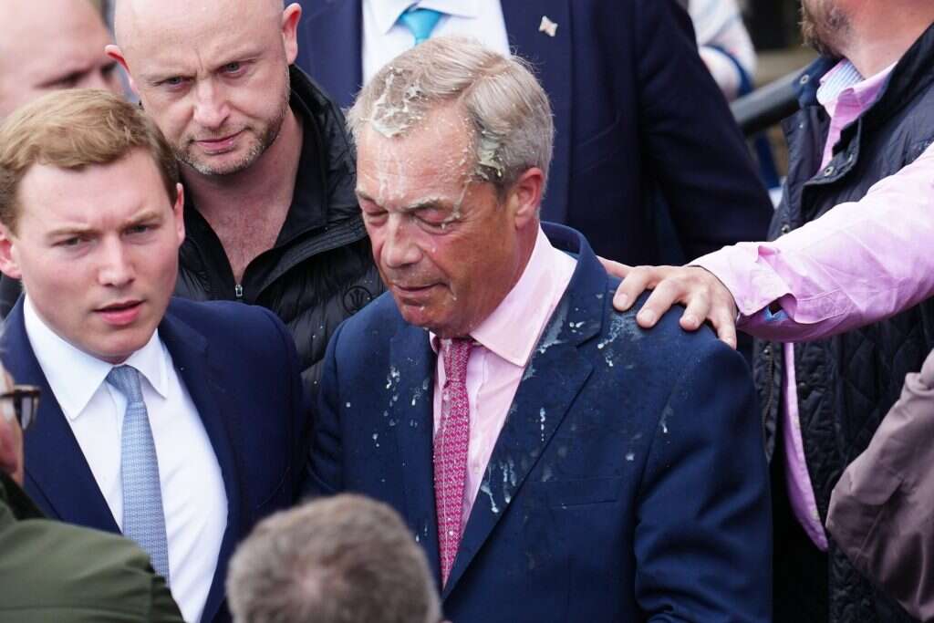 A straw poll? Nigel Farage gets milkshake thrown at him as first post ...